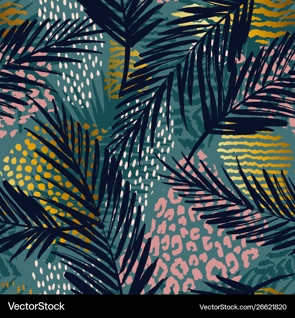 Trendy seamless exotic pattern with palm animal Vector Image