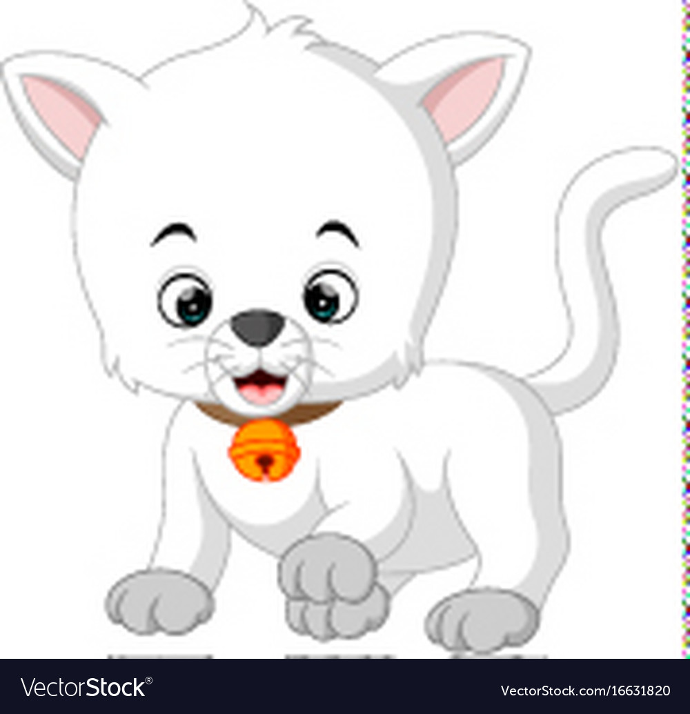 White cat cartoon Royalty Free Vector Image - VectorStock