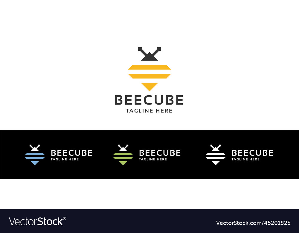 Bee cube logo Royalty Free Vector Image - VectorStock