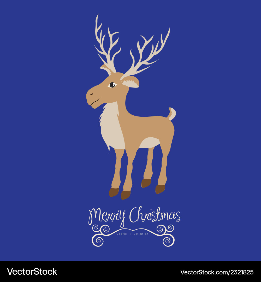 Christmas reindeer on blue background Royalty Free Vector