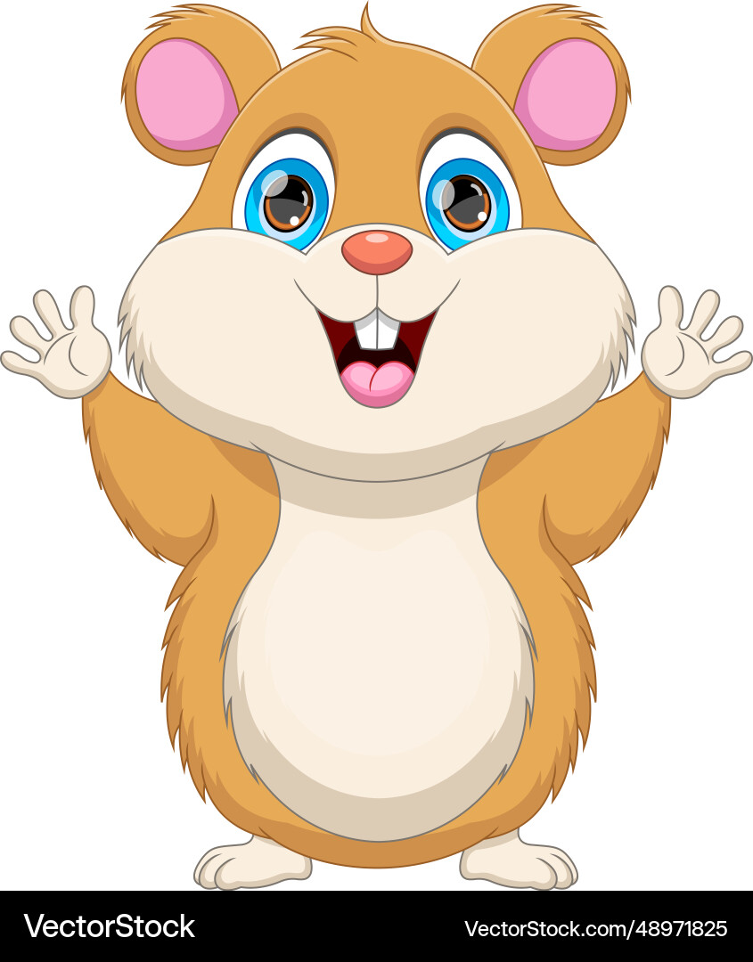 Cute hamster waving cartoon Royalty Free Vector Image