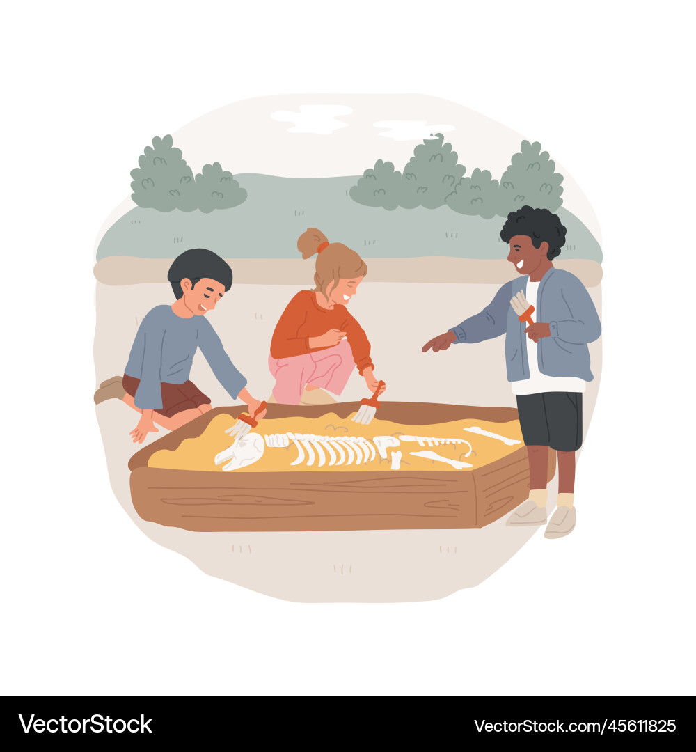 Dinosaur dig isolated cartoon Royalty Free Vector Image