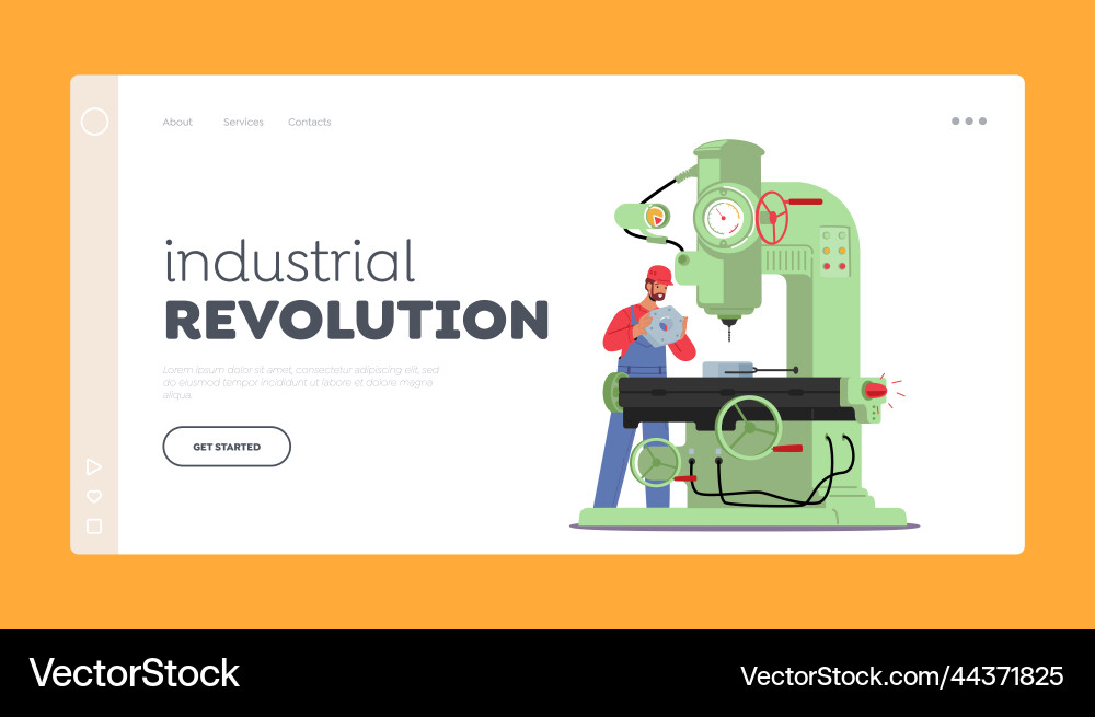 Industrial revolution landing page template Vector Image