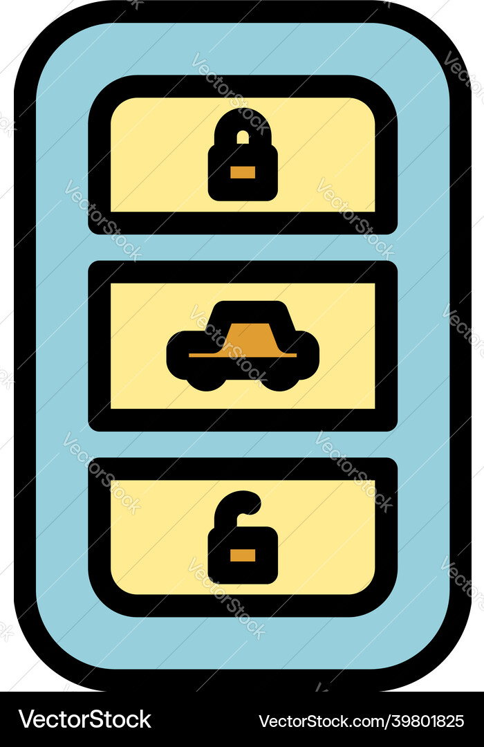 Lock smart key car icon color outline Royalty Free Vector