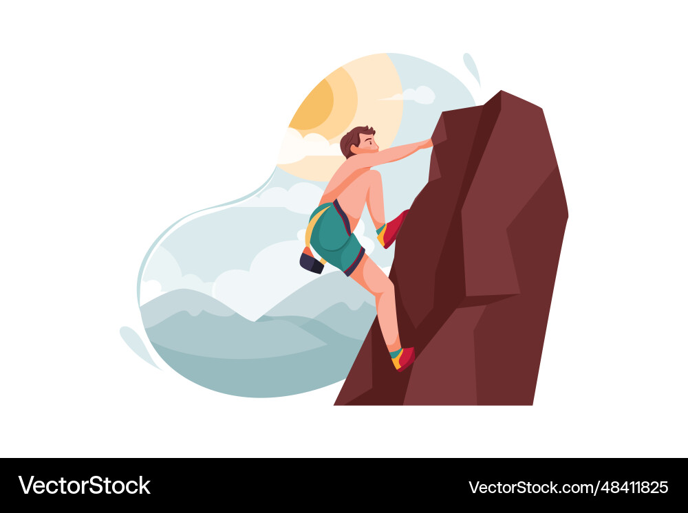 Man climbing on the mountain Royalty Free Vector Image