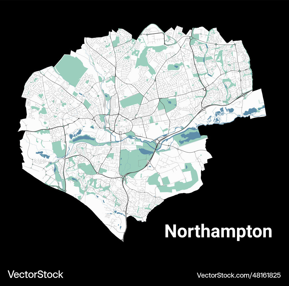 Northampton city map administrative area Vector Image