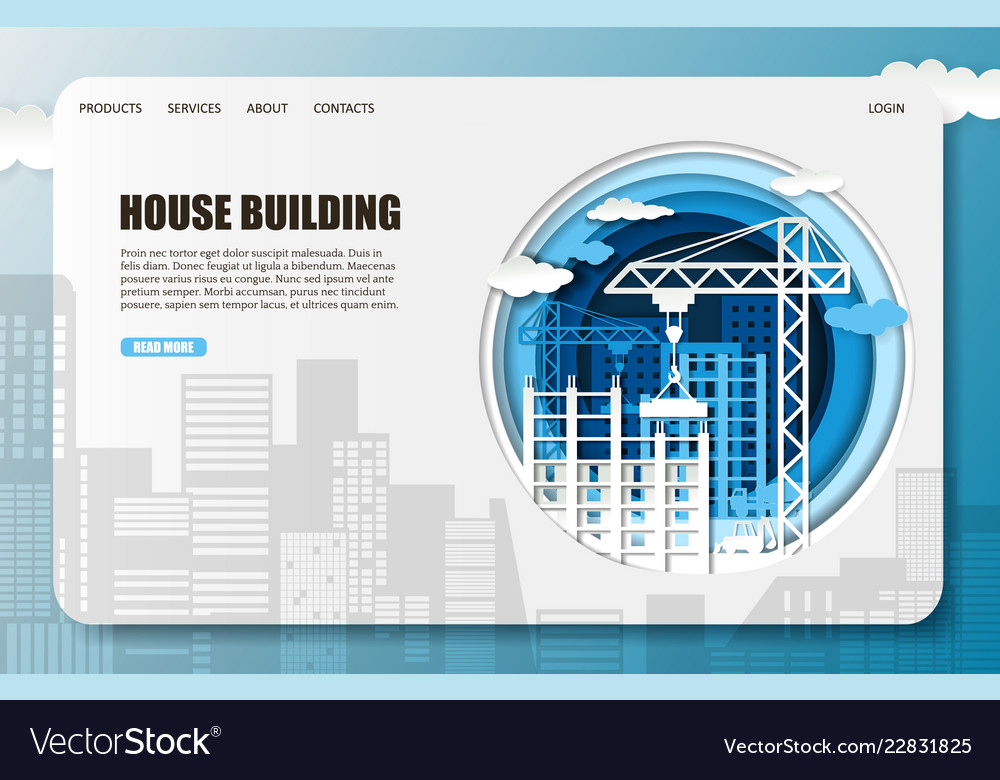 Paper cut house construction company Royalty Free Vector Paper cut house construction company Royalty Free Vector
