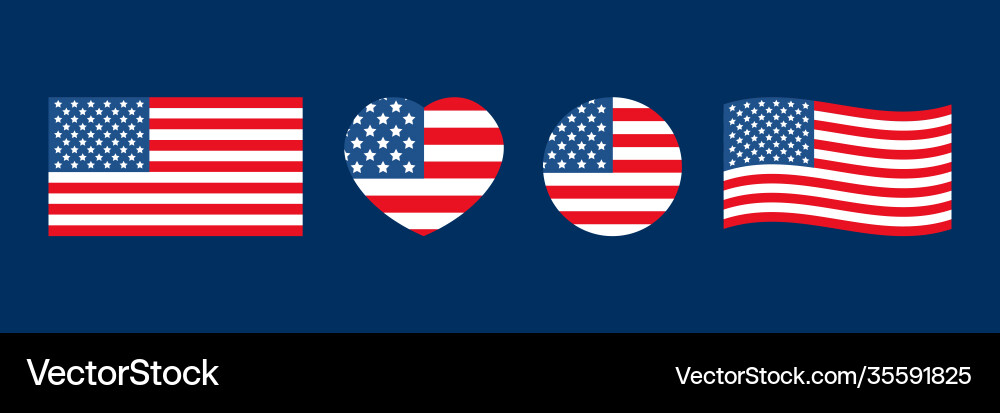 Set collection design elements with usa flags Vector Image
