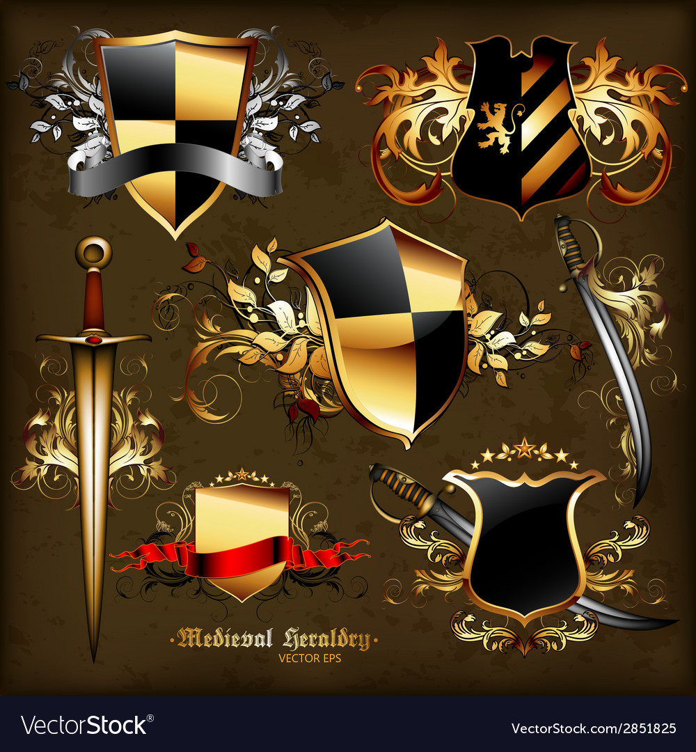 Set of medieval heraldry Royalty Free Vector Image