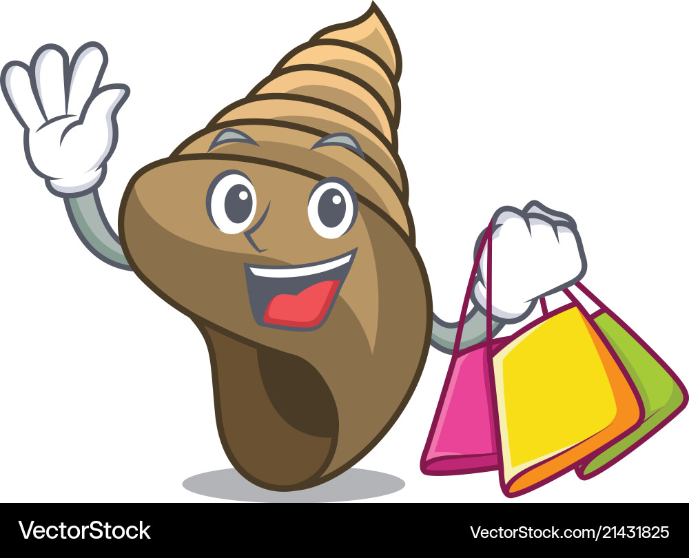 Shopping spiral shell character cartoon Royalty Free Vector