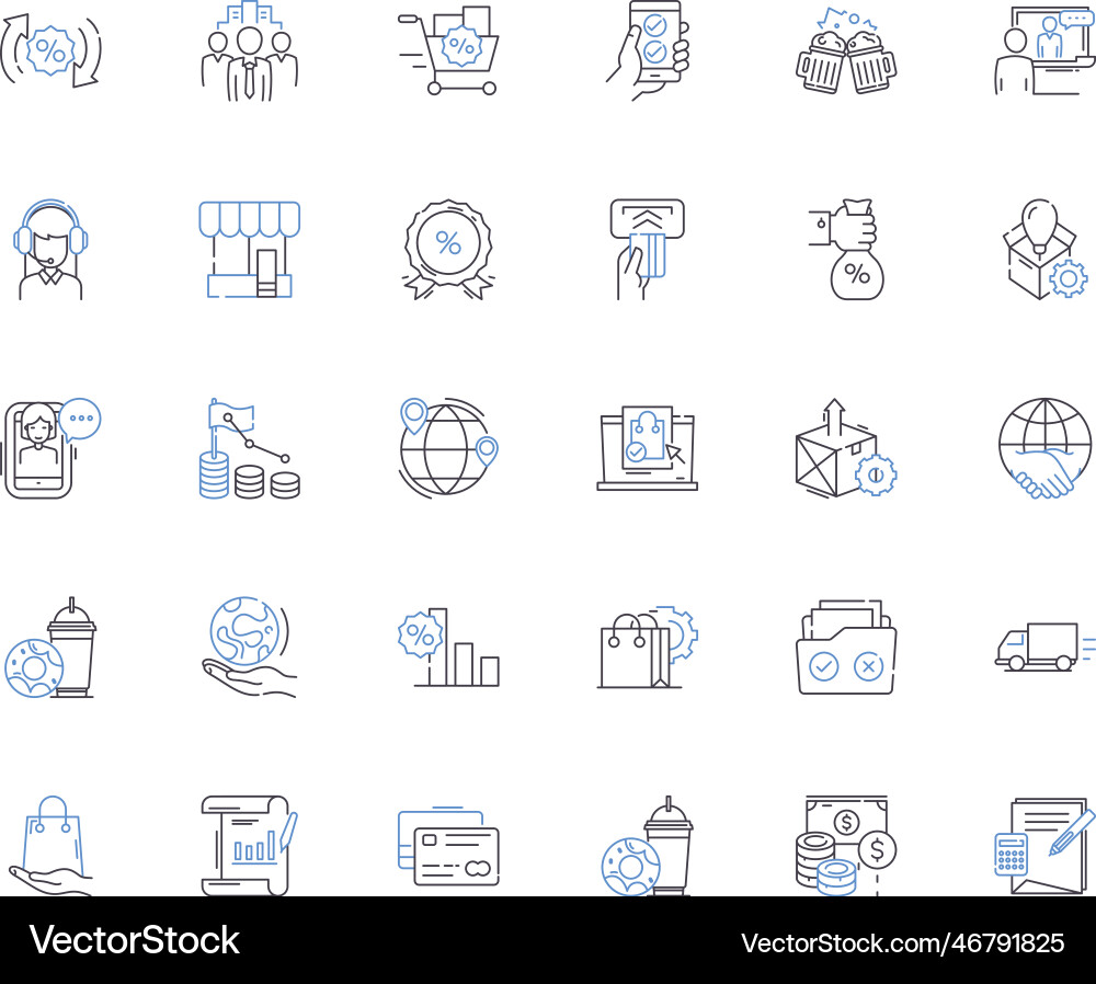 Simple interest line icons collection calculation Vector Image