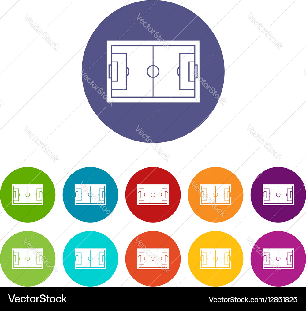 Soccer field set icons Royalty Free Vector Image