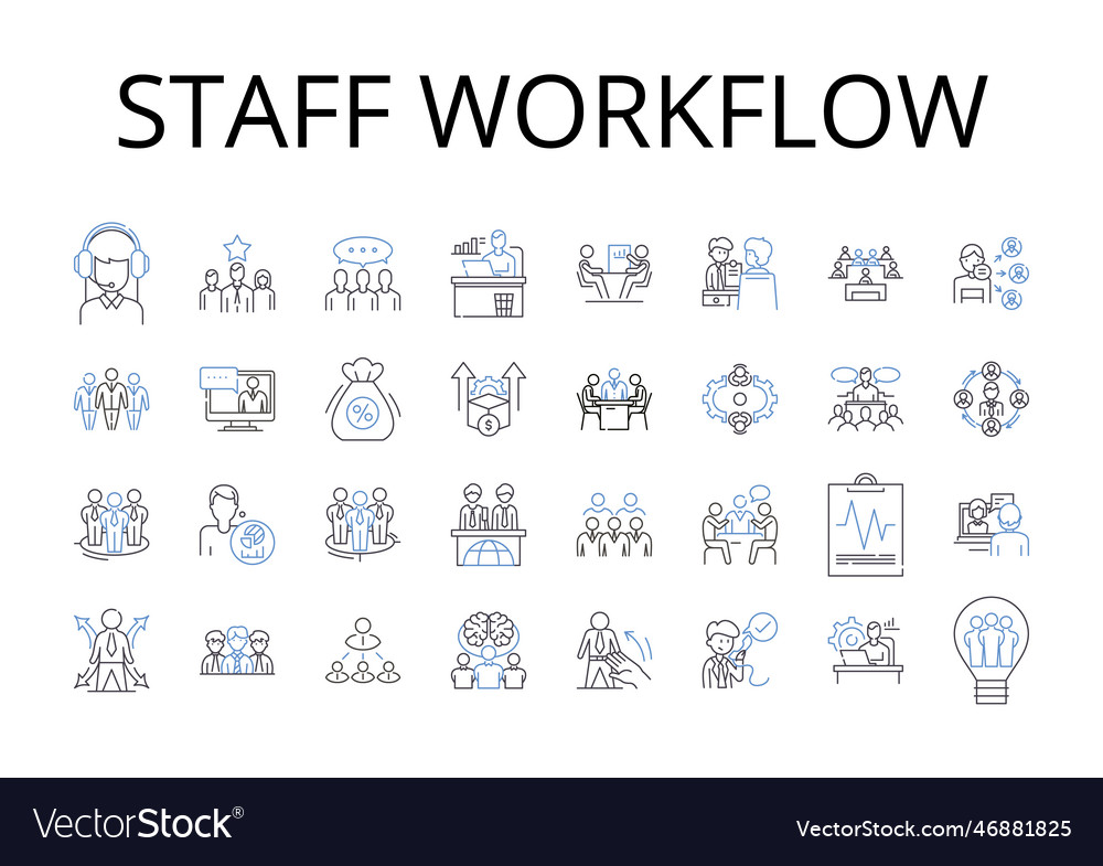Staff workflow line icons collection employee Vector Image Staff workflow line icons collection employee Vector Image