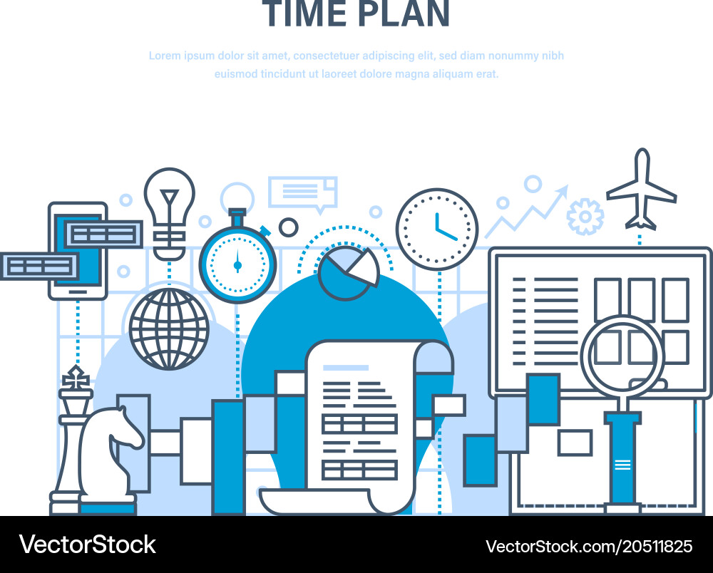 Time management planning analysis research Vector Image