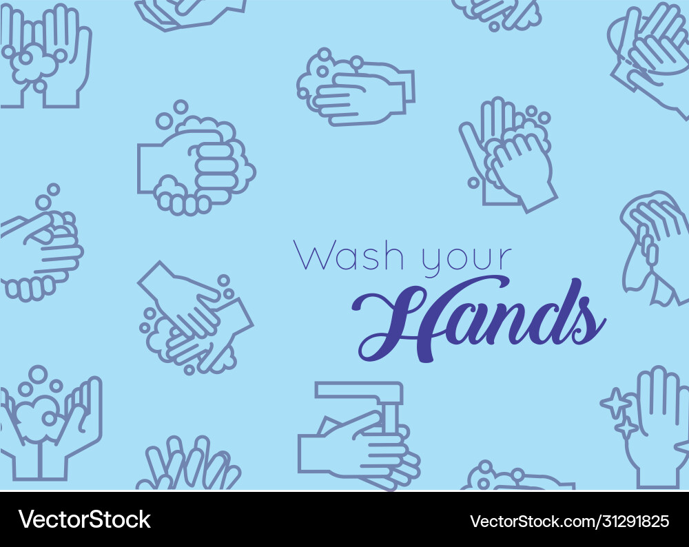Wash hands message for covid19 Royalty Free Vector Image