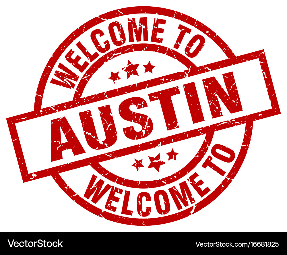 Welcome to austin red stamp Royalty Free Vector Image