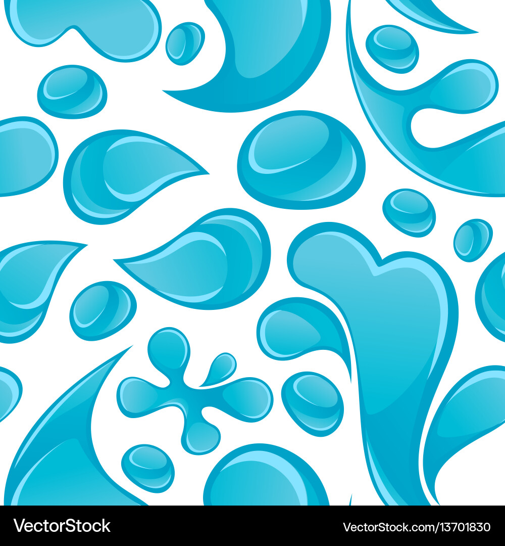 Cartoon blue water splashes seamless pattern on Vector Image