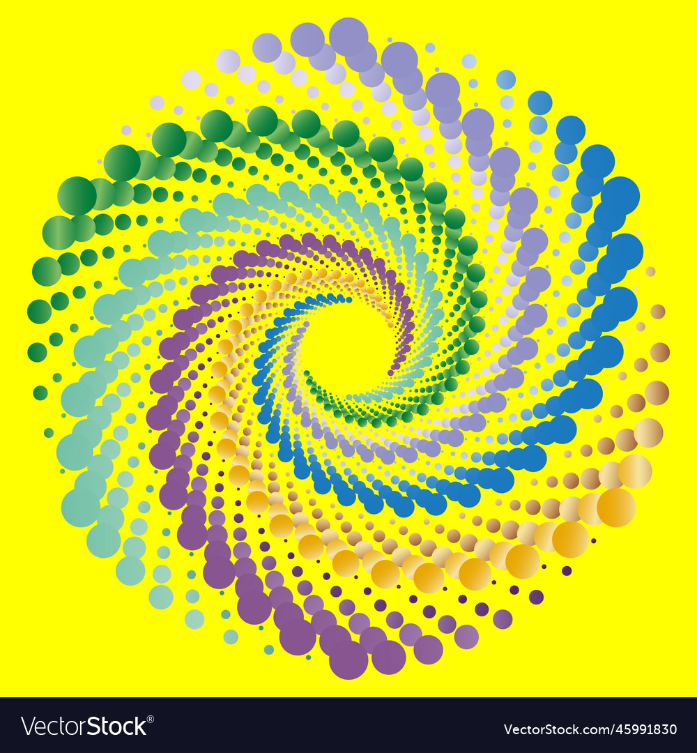Circular swirling pattern of circles Royalty Free Vector
