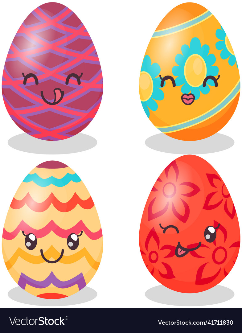 Decorated easter eggs with positive emotions Vector Image