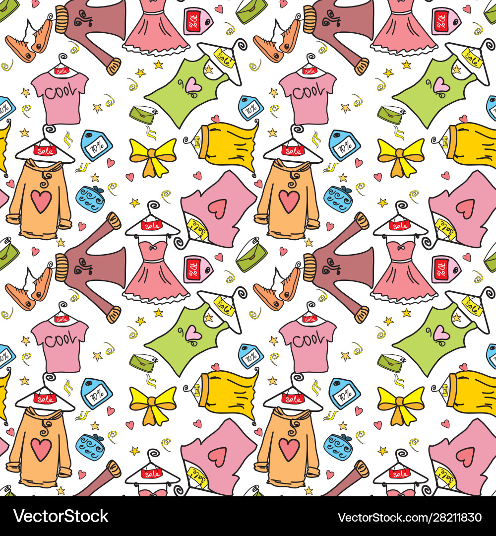 Fashion trendy seamless pattern clothes Royalty Free Vector
