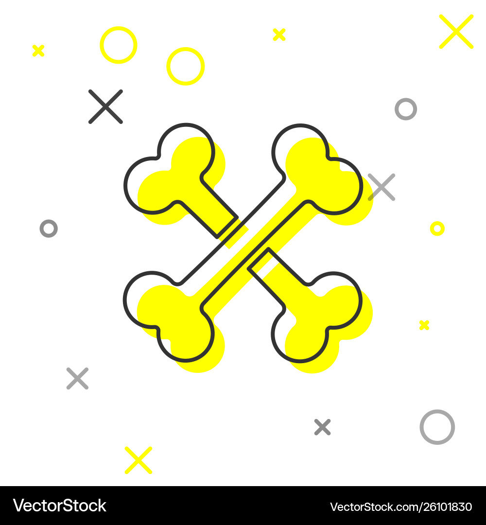 Grey crossed bones line icon isolated on white Vector Image
