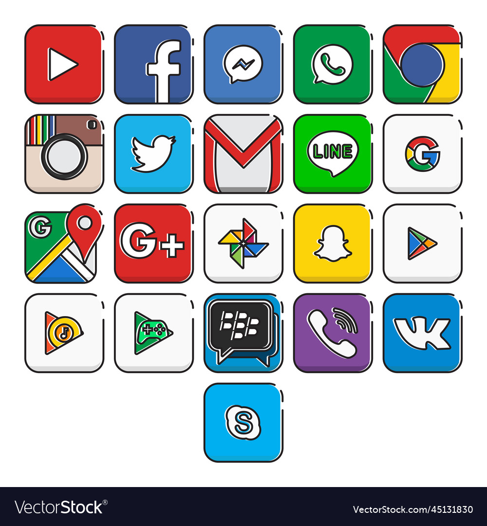 Hot apps icon set Royalty Free Vector Image - VectorStock