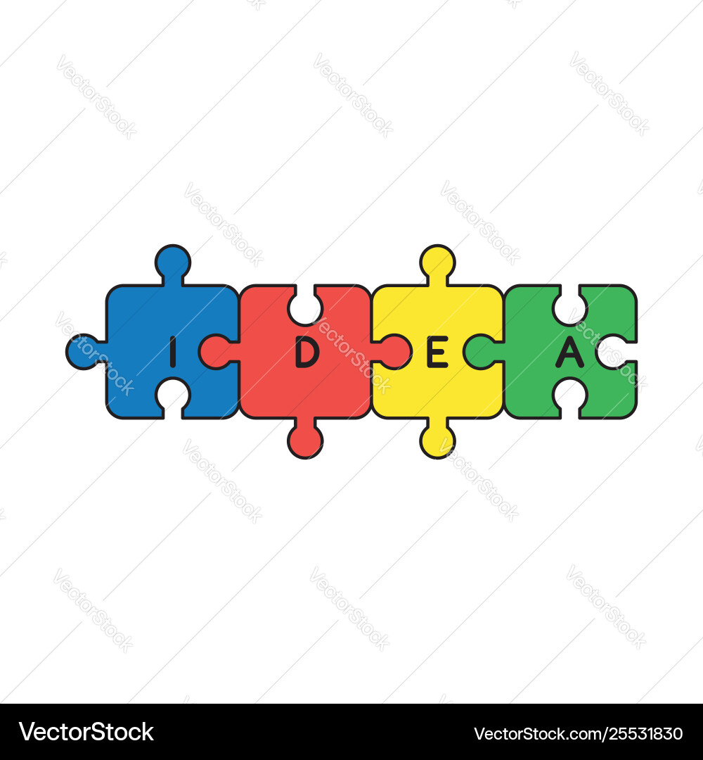 Icon concept idea jigsaw puzzle pieces Royalty Free Vector