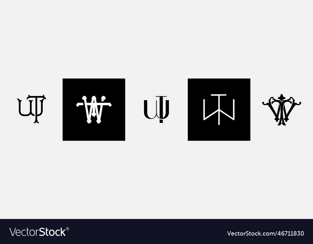 Initial letters wt monogram logo design bundle Vector Image