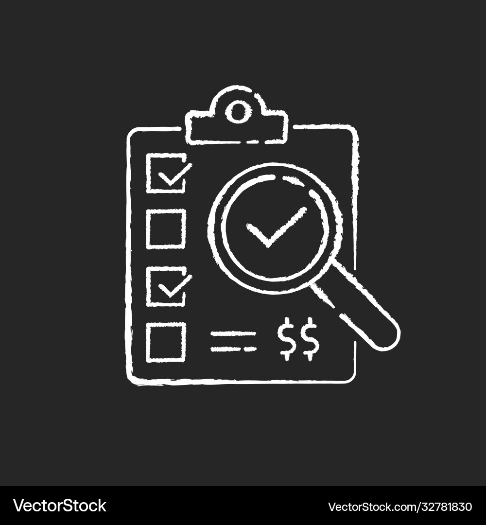 Inspection chalk white icon on black background Vector Image