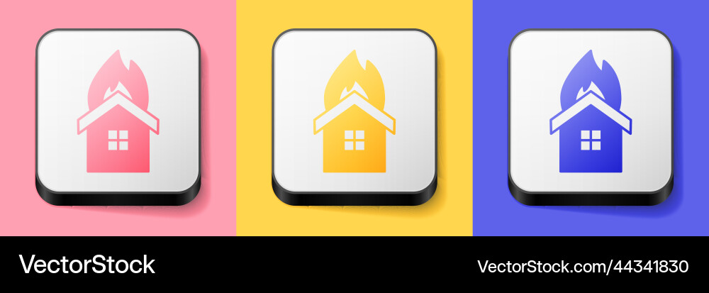 Isometric fire in burning house icon isolated Vector Image