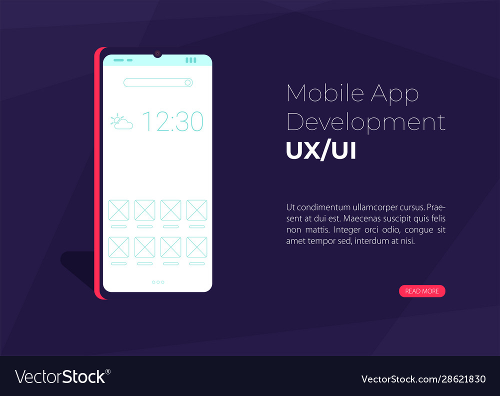 Mobile application development concept and Vector Image