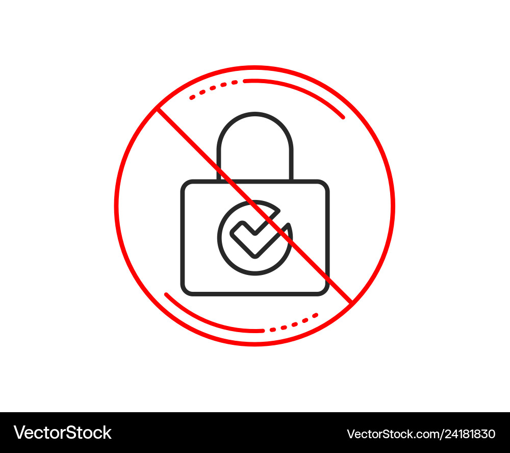 No or stop sign lock with check line icon private Vector Image