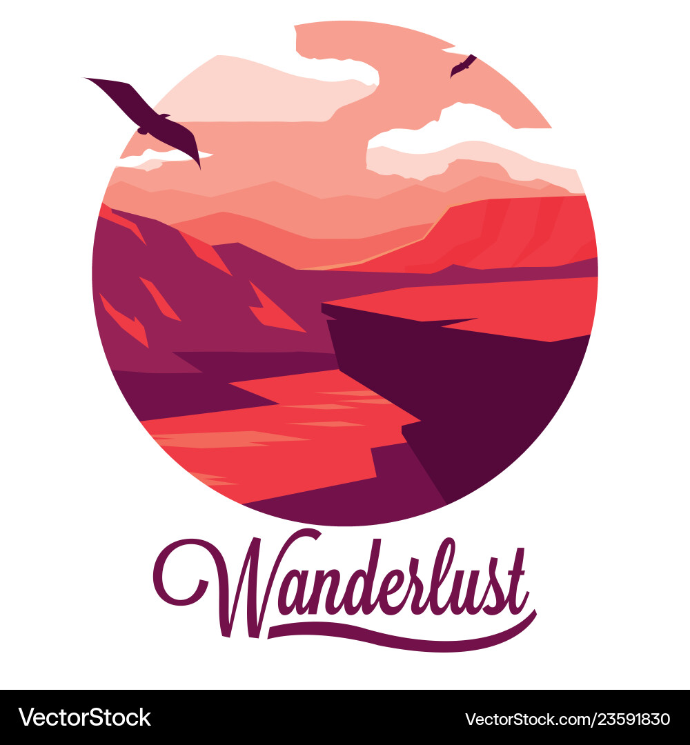 Scene landscape with river and wanderlust Vector Image