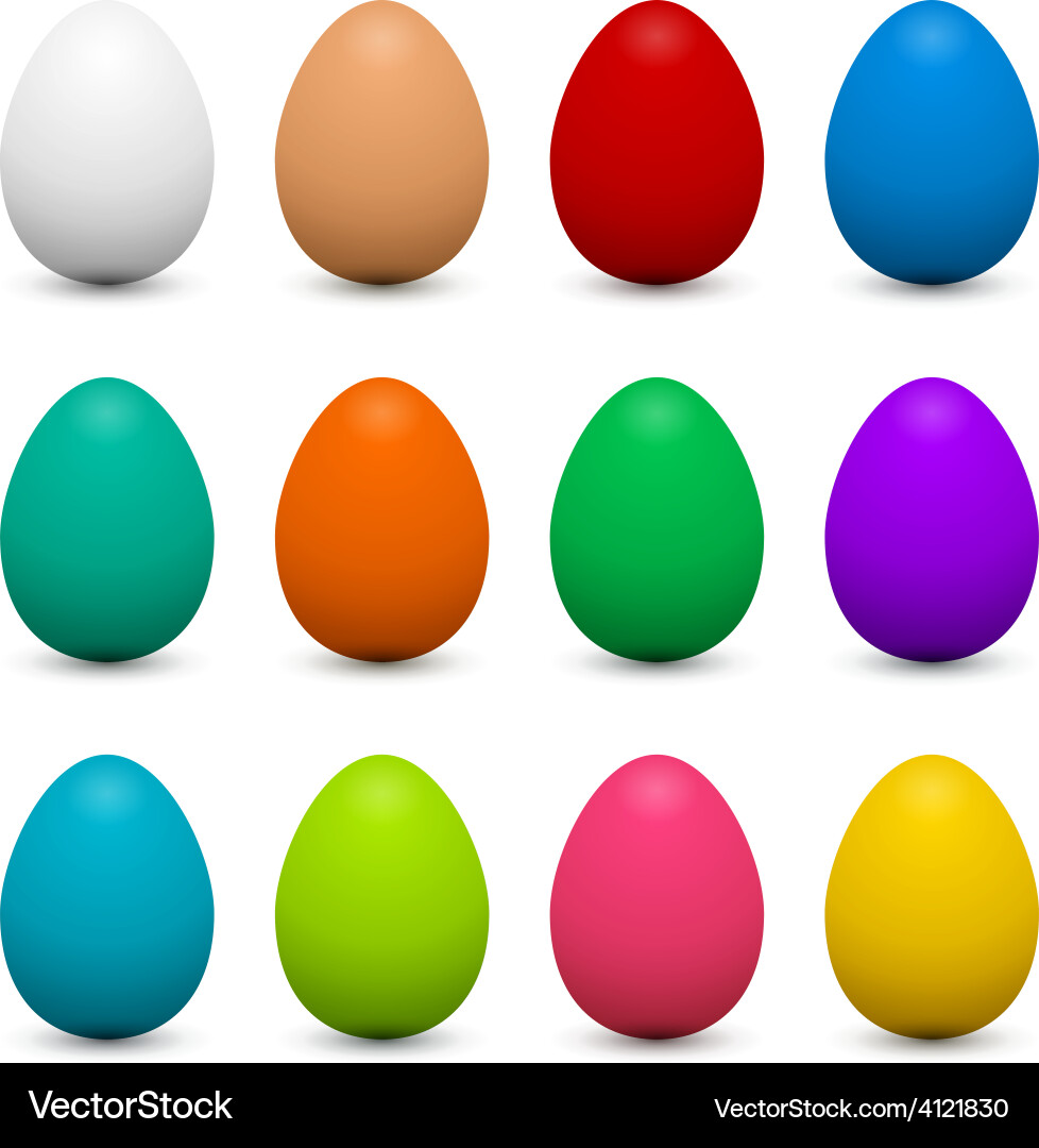 Set 3d eggs in different colors for easter Vector Image
