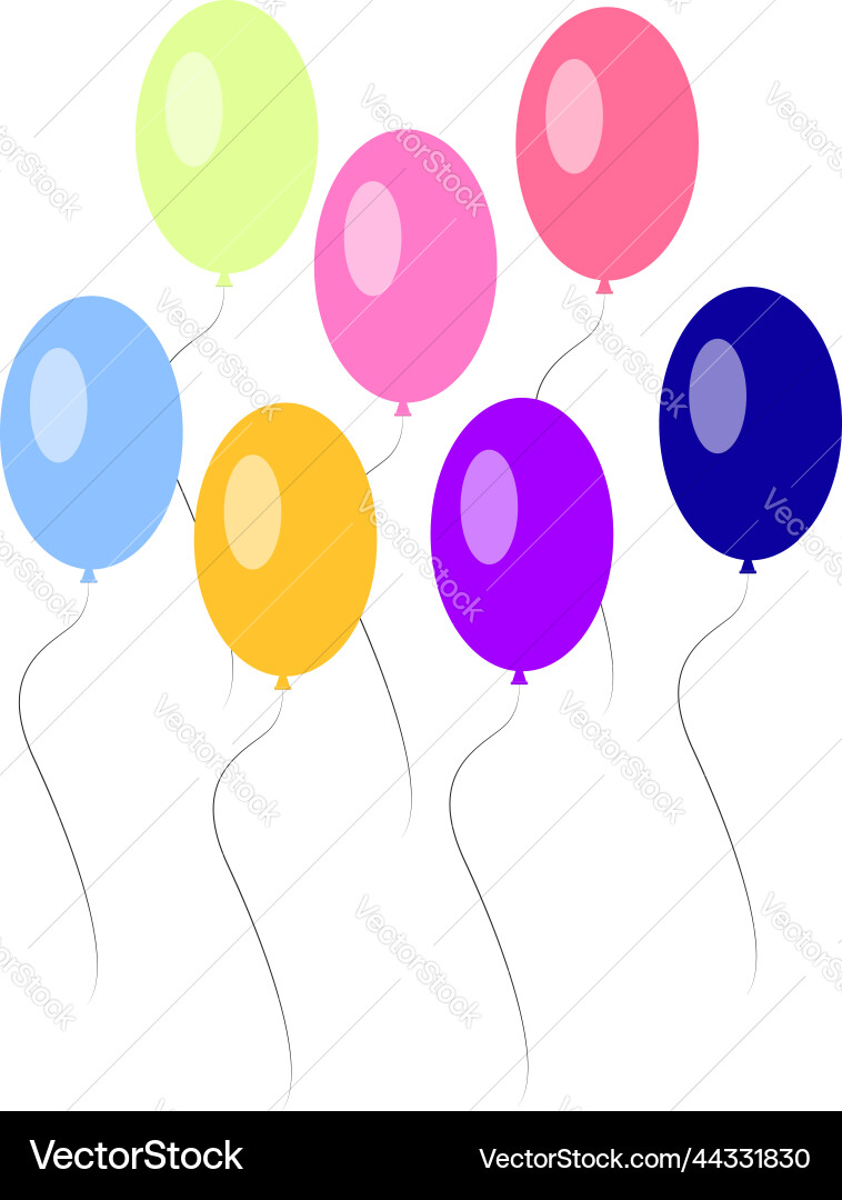 Seven colorful balloons on a white background Vector Image