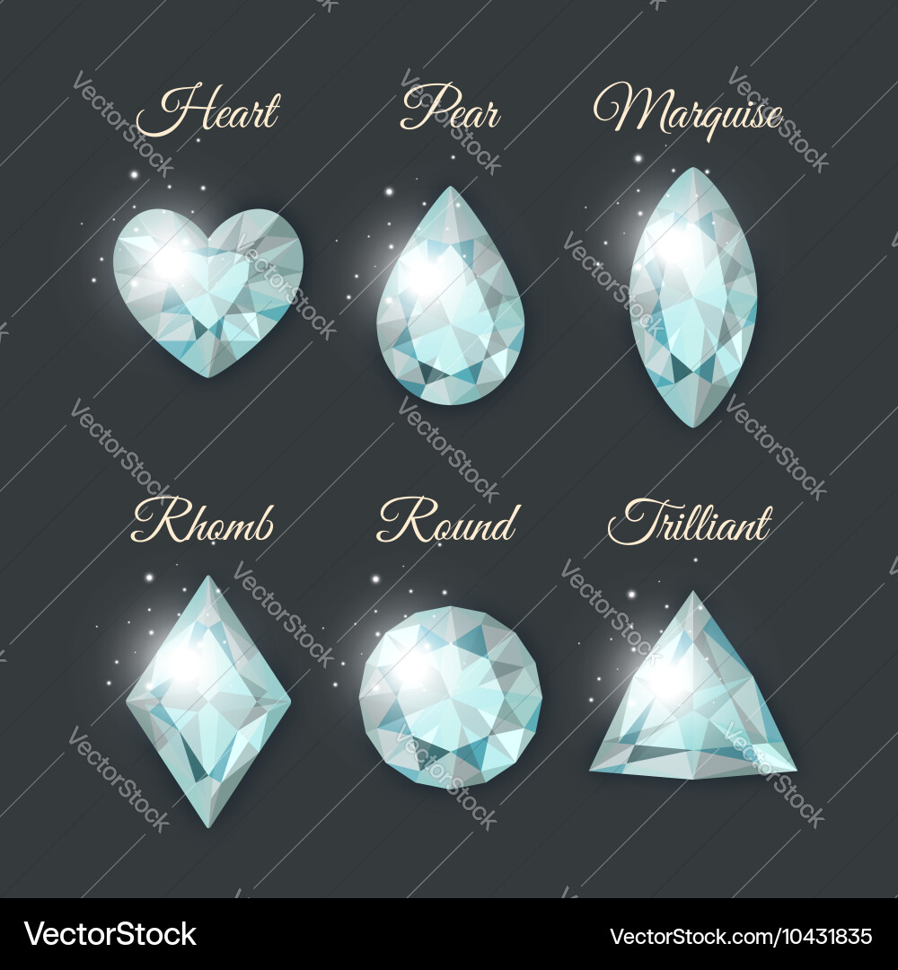 Colorful shiny gemstones collection Royalty Free Vector
