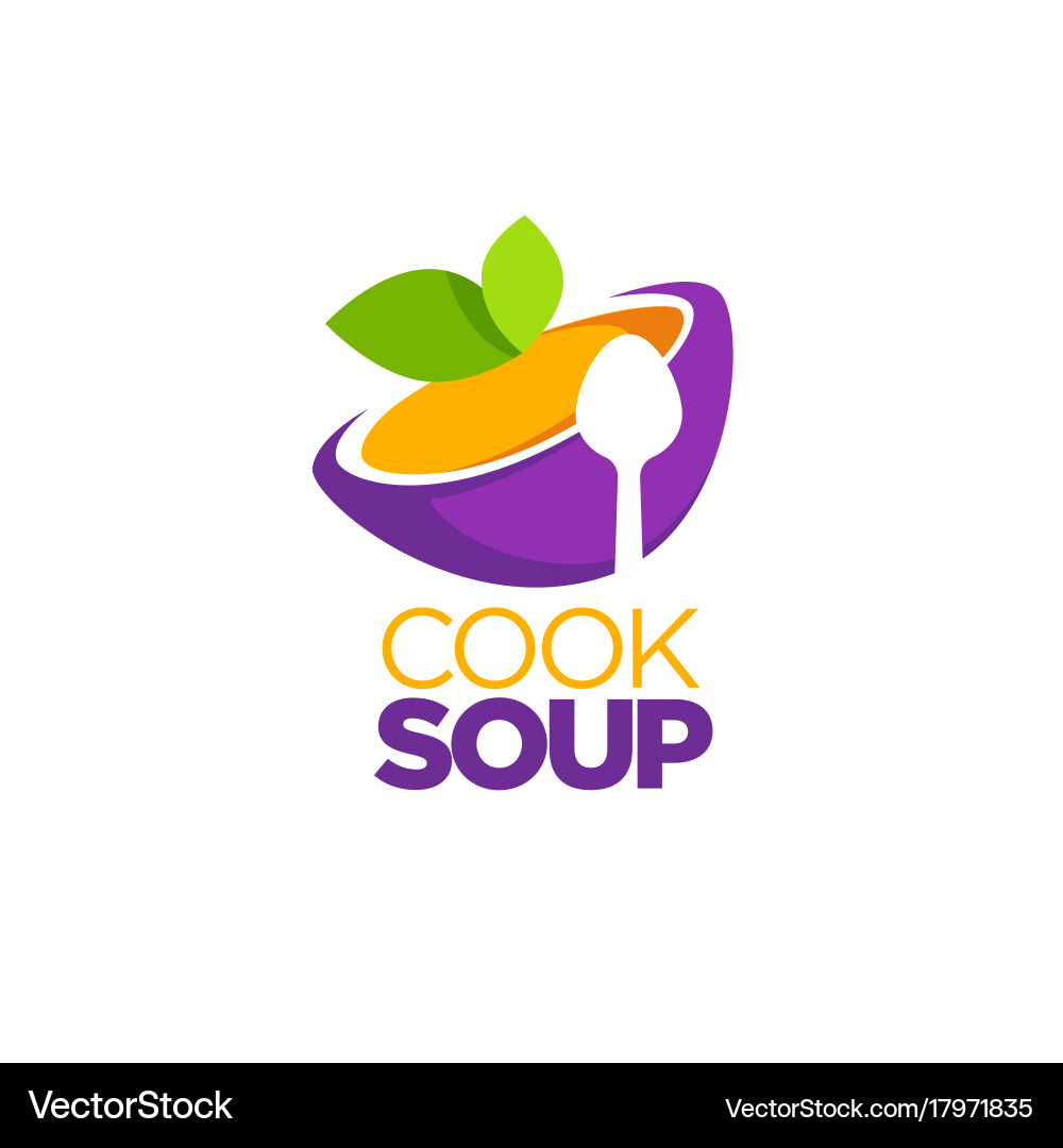 Cook soup logo template with image cartoon Vector Image