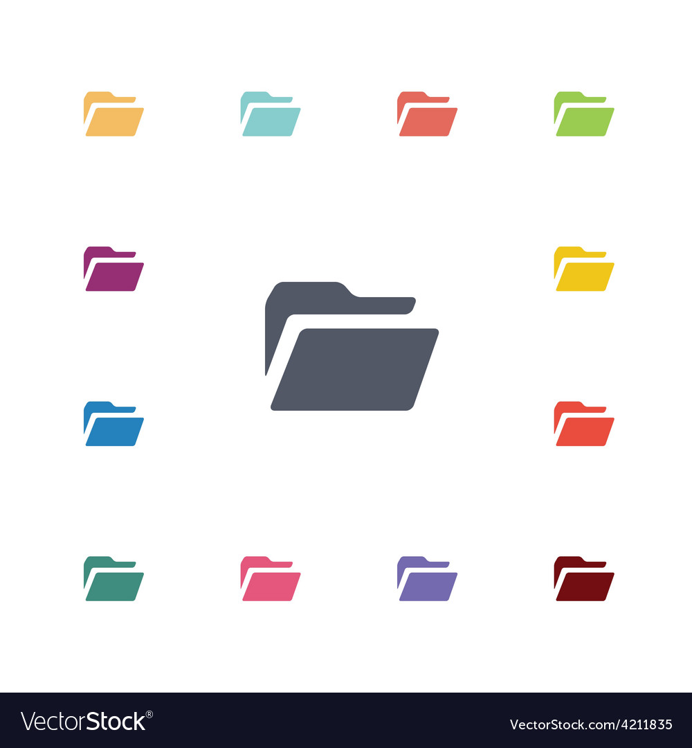 Folder flat icons set Royalty Free Vector Image