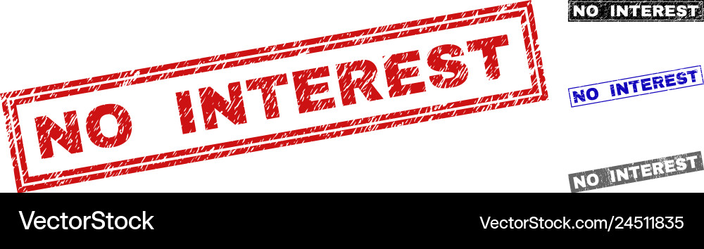 Grunge no interest textured rectangle stamp seals Vector Image