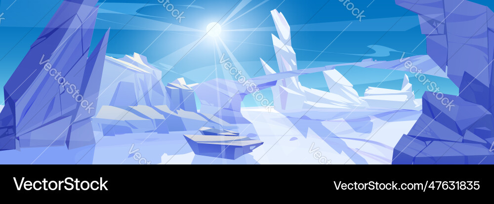 Ice winter landscape with snow background Vector Image