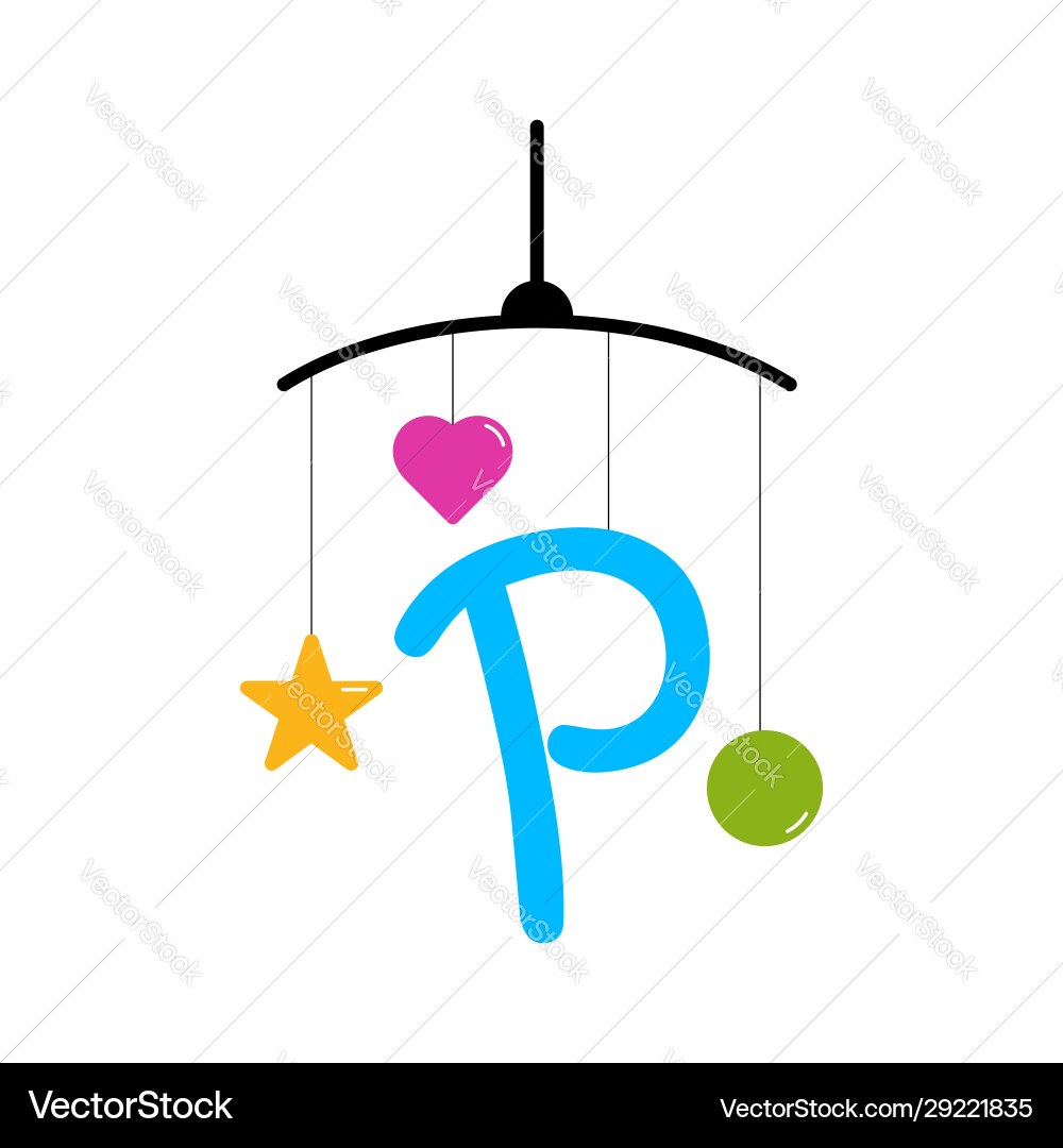 Initial letter p toy baby Royalty Free Vector Image