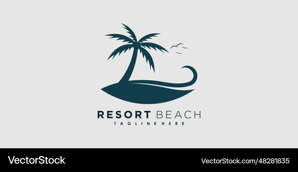 Resort beach logo design with icon palm creative Vector Image