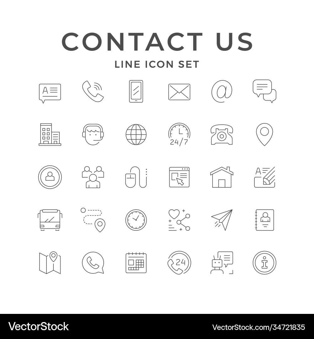 Set line icons contact us Royalty Free Vector Image
