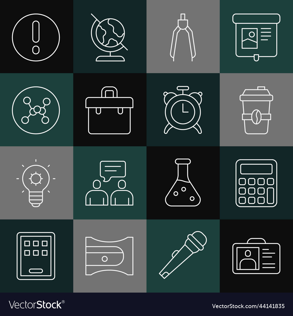 Set line identification badge calculator coffee Vector Image Set line identification badge calculator coffee Vector Image