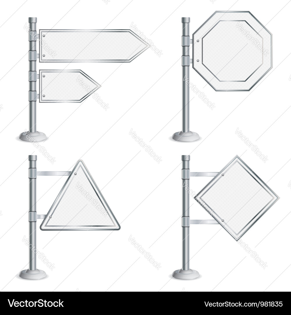 Set Poles with Traffic Signs Royalty Free Vector Image