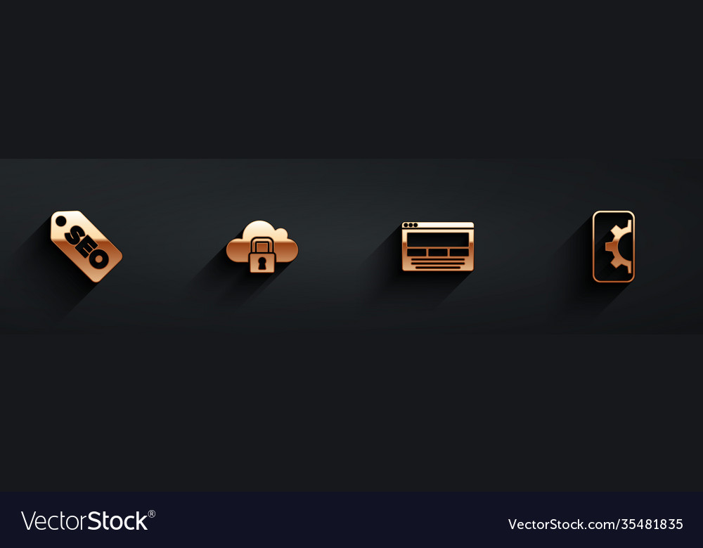 Set seo optimization cloud computing lock ui Vector Image