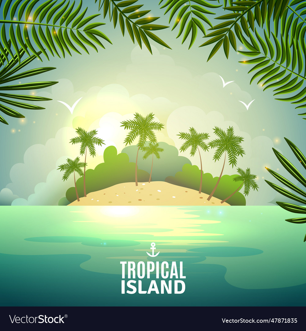 Tropical island nature poster island Royalty Free Vector