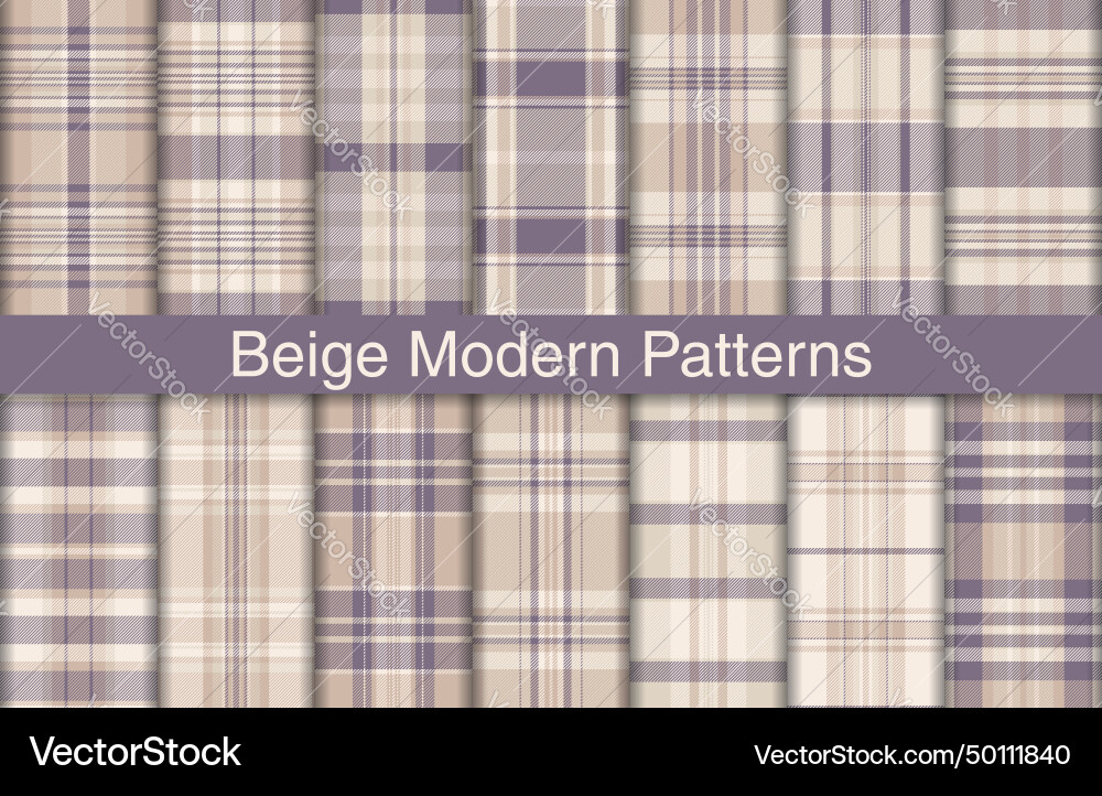 Beige plaid bundles textile design checkered Vector Image