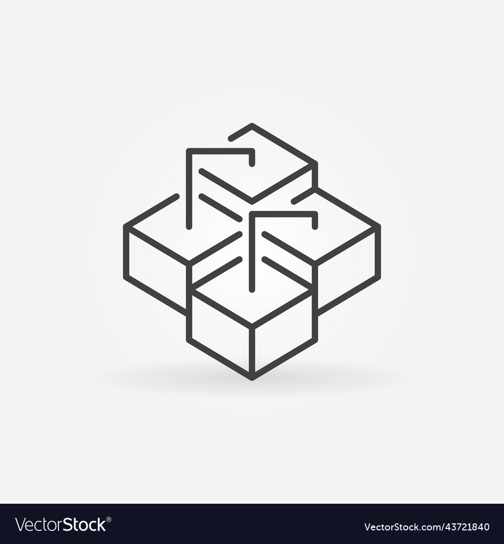 Blockchain Technology Linear Cube Network Vector Image 3488