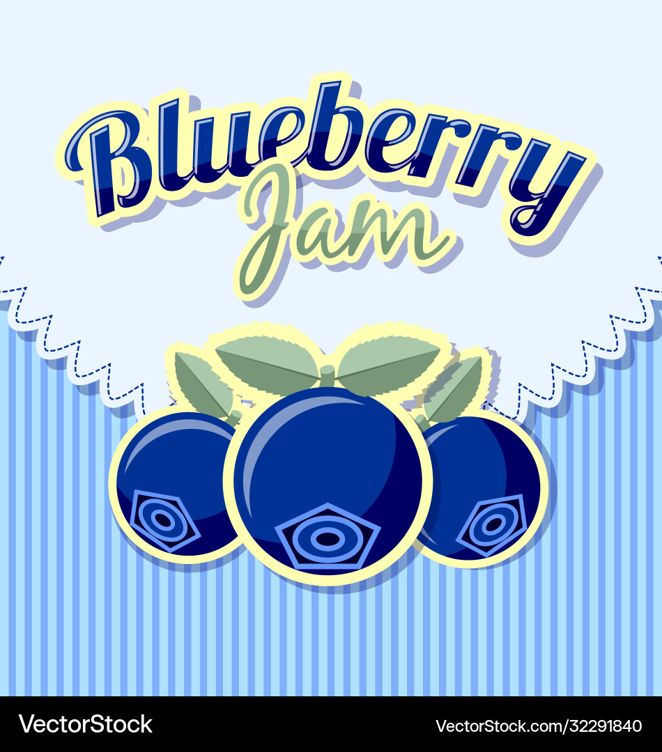 Blueberry jam label with title on striped Vector Image